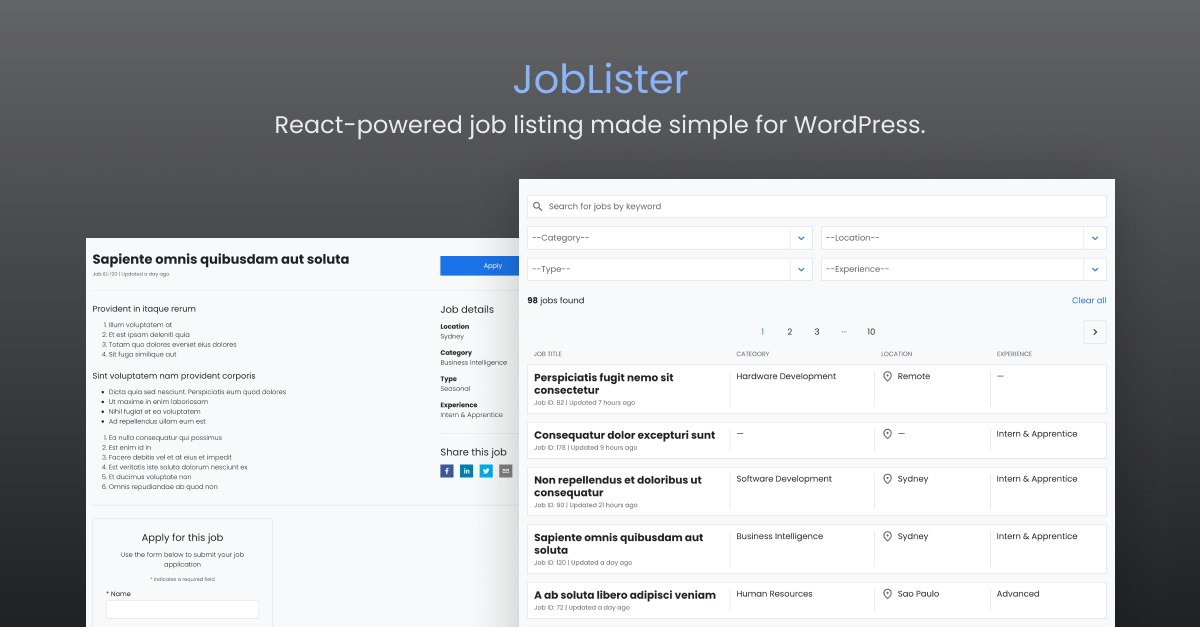 Joblister Plugin Demo - Effortless Job Listings with WordPress